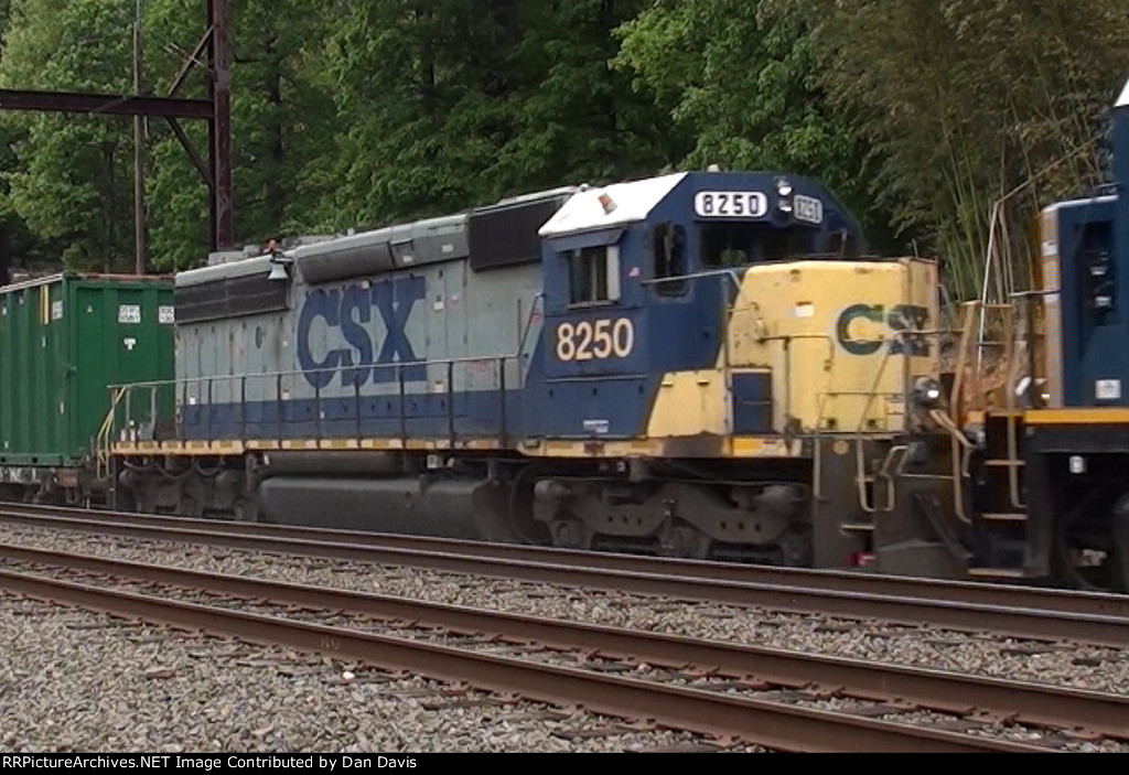 CSX SD40-2 8250 trails on Q703-17